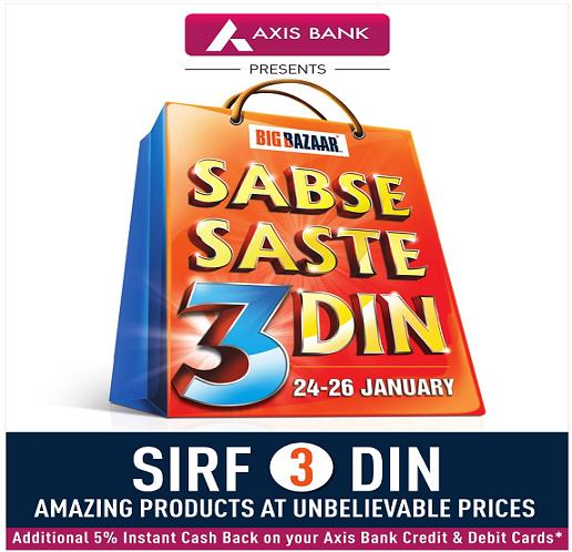 Big Bazaar-Republic Day Mega Sale-Sabse Saste 3 Din from 24 to 26 ...