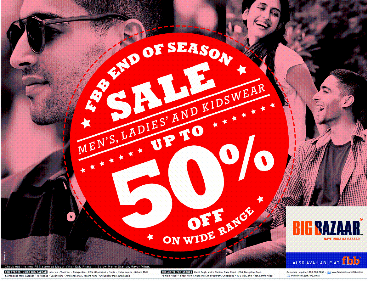 Fashion at Big Bazaar-FBB End of Season Sale upto 50% Off starts on ...